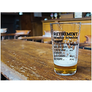 Retirement Gifts for Men - Retirement Weekly Schedule Beer Glass - Funny Beer Glass Unique Retirement Gift For Dad, Grandpa, Friends, Family, And Coworkers - Fathers Day and Christmas Gift