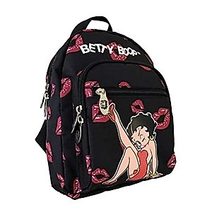 LuxeBag Betty Boop Canvas Mini Backpack (Black)