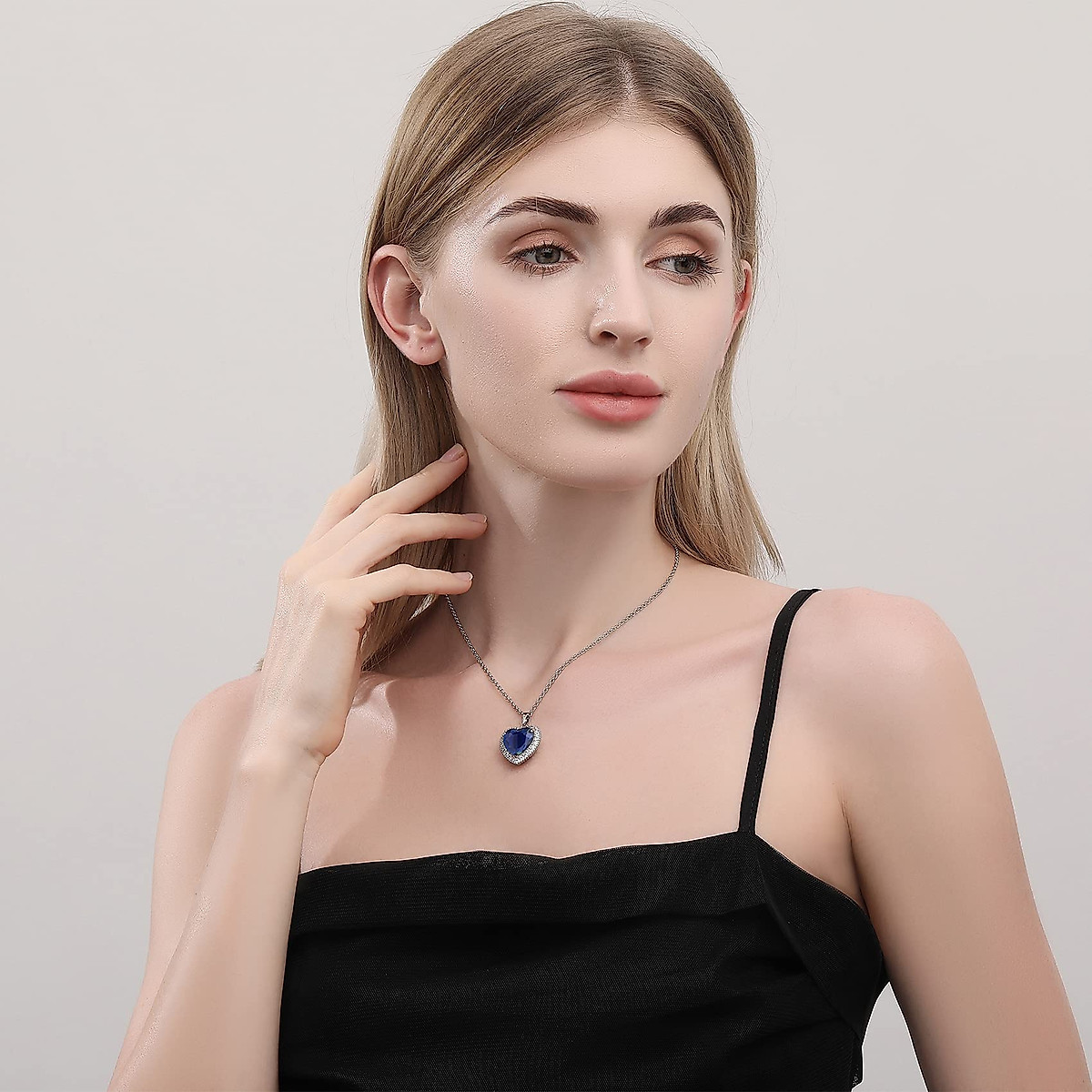 AILUOR Titanic Heart of the Ocean Necklace, Silver Necklace Pendants Jewelry Mother's Day Gift