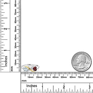 Gem Stone King 925 Sterling Silver and 10K Yellow Gold Sky Blue Aquamarine Red Garnet and Lab Grown Diamond Women Ring (1.06 Cttw, Gemstone Birthstone, Available In Size 5, 6, 7, 8, 9)