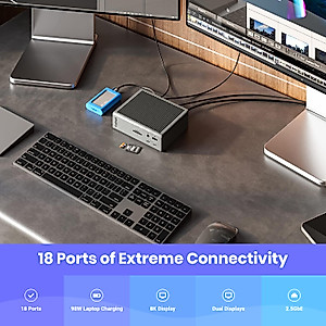 CalDigit TS4 Thunderbolt 4 Dock - 18 Ports, 98W Charging, 40Gb/s Thunderbolt 4, USB-A/C, 2.5GbE, 8K/6K Displays, Mac/PC/Chrome Compatible