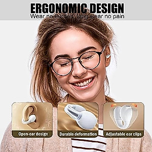 MaxKite Wireless Ear Clip Bone Conduction Headphones Bliuetooth Bonibuds Open Ear Earbuds Ear Clips Ear Buds Bone Conduction Earbuds for Running Sports Cycling Driving