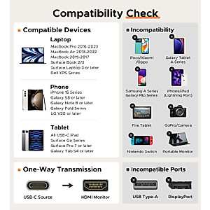 Warrky USB C to HDMI Adapter 4K, [Anti-Interference Gold-Plated Connector] Type C to HDMI Adapter, Thunderbolt 3/4 Compatible with Apple iPad Pro/Air, MacBook Pro/Air, iMac, Samsung Galaxy, Surface