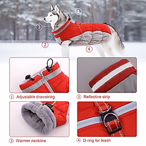 Lelepet Warm Dog Winter Coat Dog Coat Fleece Dog Jacket with Built in Harness Windproof Dog Cold Weather Coats Reflective Turtleneck XXLarge Dog Coat Waterproof Dog Coats for Small Medium Large Dogs
