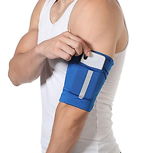 Ailzos Cell Phone Armband Exercise Arm Holder for iPhone 11 Pro/XR/XS/X/8/7/6 Plus iPod Android Galaxy S8 S9 S10 S20 Note 10/9/8, Pixel 2/3XL, Workout Phone Holder for Running, Jogging, Hiking, Blue M