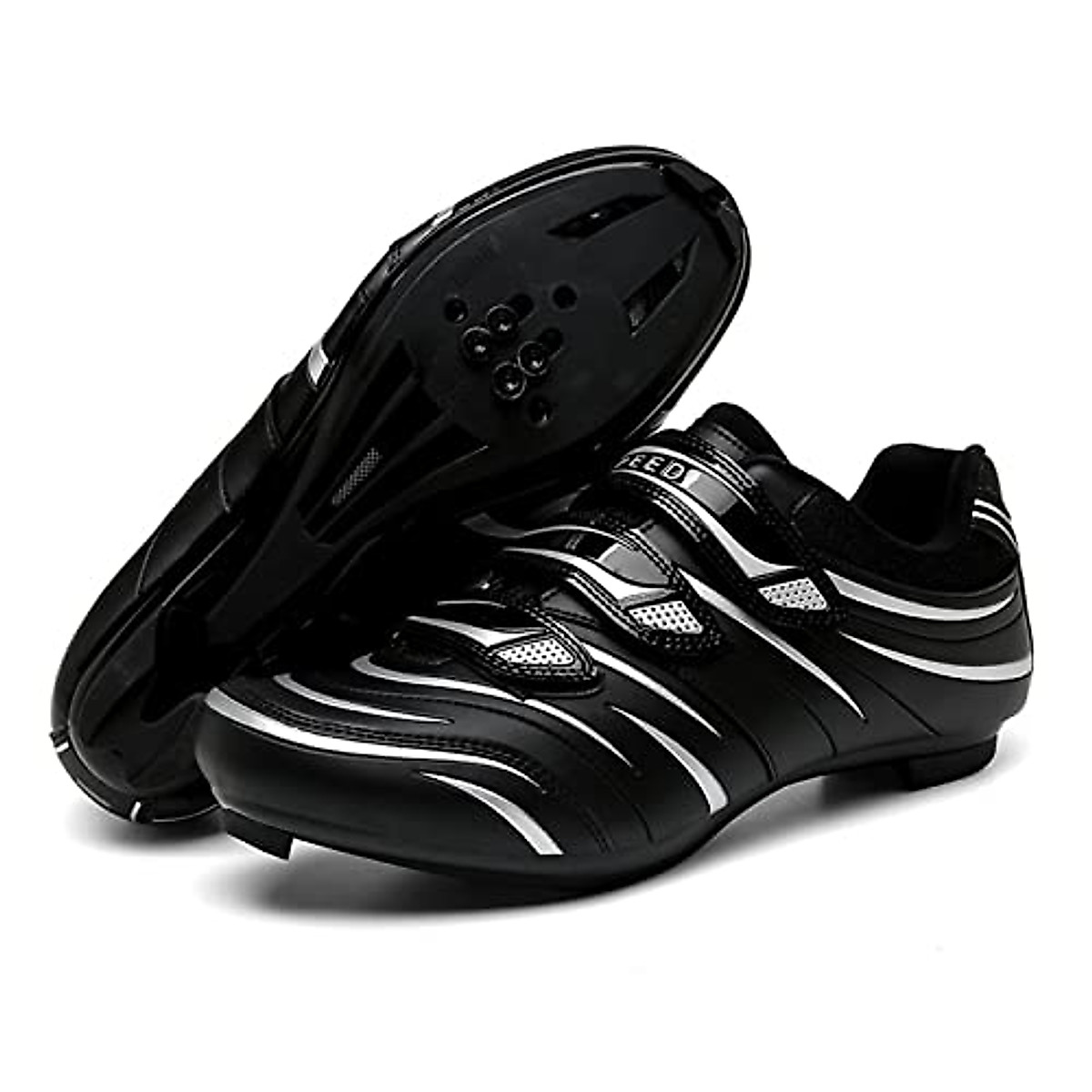 SDEQA Cycling Shoes for Men Women Road Cycling Bike Shoes Compatible Cleat Peloton Shoe with SPD and Delta Lock Pedal Indoor/Outdoor,Black,9