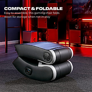 X Rocker Eclipse Video Gaming Floor Chair, Headrest Mounted Speakers, 2.0 Bluetooth, Wireless, 5110301, 31" x 27.5" x 16.5", Black and Silver