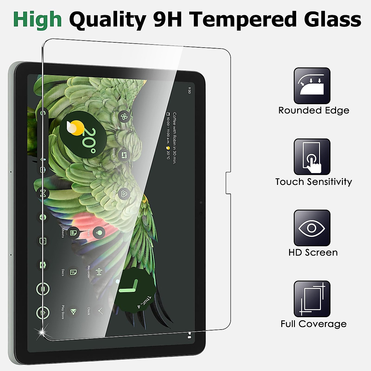 SZJCLTD [2 Pack for Google Pixel Tablet Screen Protector Tempered Glass, Ultra-thin HD Clear Anti-Fingerprint Anti-Scratch Film Protector for Pixel Tablet 2023 (11 inch)