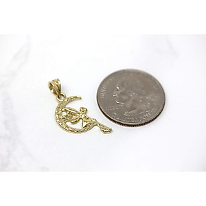 CaliRoseJewelry 14k Tinkerbell Fairy Tale on The Moon Charm Pendant in Yellow Gold