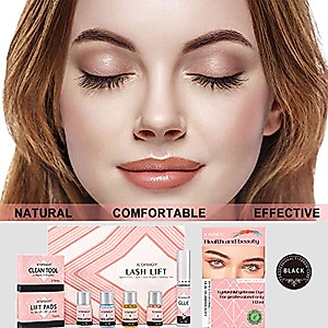 Lash Lift and Black Kit, Professional Eyelash Perm Kit and Black Eyelash & Eyebrow Set 3 in 1, Quick Lifting & Voluminous Coloring with Complete Tools for Salon Grade Home DIY