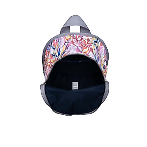 LeSportsac Botanical Burst Basic Backpack/Rucksack, Style 7812/Color F972, Abstract Watercolor Style Floral, Artfully Arranged in Vibrant Tropical Hues of Purple, Pink, Blue, Yellow