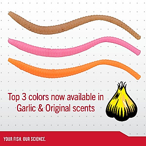 Berkley PowerBait Power Floating Trout Worm Fishing Bait, Fluorescent Orange, 3in | 8cm, Irresistible Scent & Flavor, Realistic Worm Profile, Ideal for Trout and More