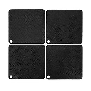 Camco Flexible Grip Pads for RV Leveling Blocks, 10-Inches (L) x 9 ½-Inches (W) | Protects Your Leveling Blocks from Uneven Surfaces | Easy to Carry and Store | 4-Pack (44529), Black