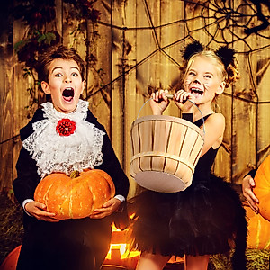 6 Pack 11 x 6.7'' Large Round Wooden Baskets with Handles, Handmade Wood Basket, Bushel Baskets, Farmers Market Baskets, Apple Baskets, Wooden Baskets for Indoors Outside Personal or Commercial Use