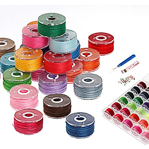ilauke 36Pcs Bobbins Sewing Thread with Bobbin Case, Size A Prewound Sewing Bobbins, Polyester Thread Compatible for Brother/Singer/Babylock/Janome/Elna Embroidery Machine