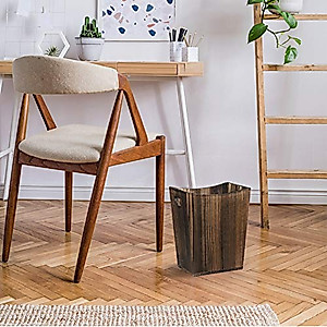 LIANTRAL Wood Trash Can, Waste Basket for Bathroom Office Trash Can Rustic Farmhouse Style Wastebasket Bin Small Wastebaskets for Bathroom, Office, Bedroom, Living Room, Brown