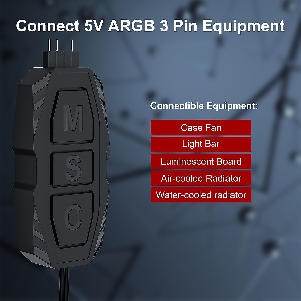 DS Mini ARGB PC Fans Controller Kit with One-to-One Matching Function for Case Fans, PC Rainbow LED Strip, Computer ARGB Fans (3Pin, 14 Key, SATA Power, 5th Gen)