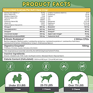 Dog Multivitamin - Multivitamin for Dogs - with MSM & Glucosamine, Omegas 3 & 6, Probiotics for Digestive Health, Joint Support, Skin & Coat, Immune System & Overall Health – 120 Soft Chews