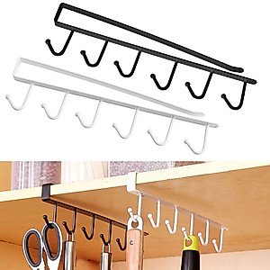 Zerodis Hanging Hook Rack Multifunctional Iron Storage Rack Cupboard Shelf Kitchen Wardrobe Organizer Holder(10.24 x 2.56 x 0.87in)(White)