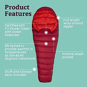 Marmot Micron 40 Sleeping Bag | Water-Resistent, Packable, Breathable, Sienna Red/Tomato, Regular