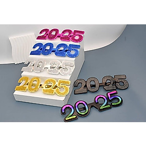 SWYOUN 2025 Plastic Glasses Happy New Year's Eve Glasses Graduation 2025 Class Of 2025 Party Photo Prop Supplies(Pack Of 6)