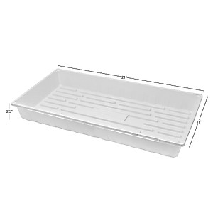 SUNPACK 10" x 20" Plastic Seed Starting Tray, White, 2.5" - No Drainage Holes, Perfect for Greenhouses or Indoor Gardening - Ideal for Seedlings and Cuttings