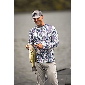 HUK Men's Standard Icon X Camo Long Sleeve Performance Fishing Shirt, Current Ocean Tally, 3X-Large