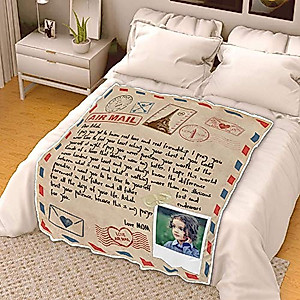 Personalized Photo Letter Blanket Throw Fleece Custom Postal Picture Gift Inspirational Moments Present to My Daughter Son from Mom Dad Customized for Husband Wife (50x60)