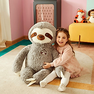 IKASA Large Sloth Stuffed Animal Plush Bradypode Toy for Children (Gray, 30 inches)