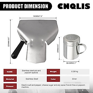 CNQLIS Popcorn Scoop and Salt Shaker, Stainless Steel Popcorn Scooper French Fry Scoop Serving Spoon for Filling Foods into Bags Boxs, Home Theater Popcorn Machine Accessories