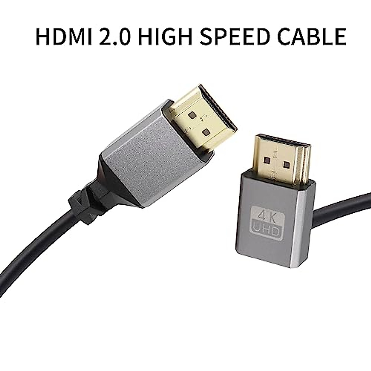 RIIEYOCA 90 Degree Up Angle UHD 4K HDMI Male to HDMI Male 18Gbps High Speed 2.0 Extender Coiled Cable Supports 4K@60Hz,1080p,ARC,3D,for Blu-ray Players,DVRs,HDTV,Roku Ultra Stretchable to 1.5M/5FT