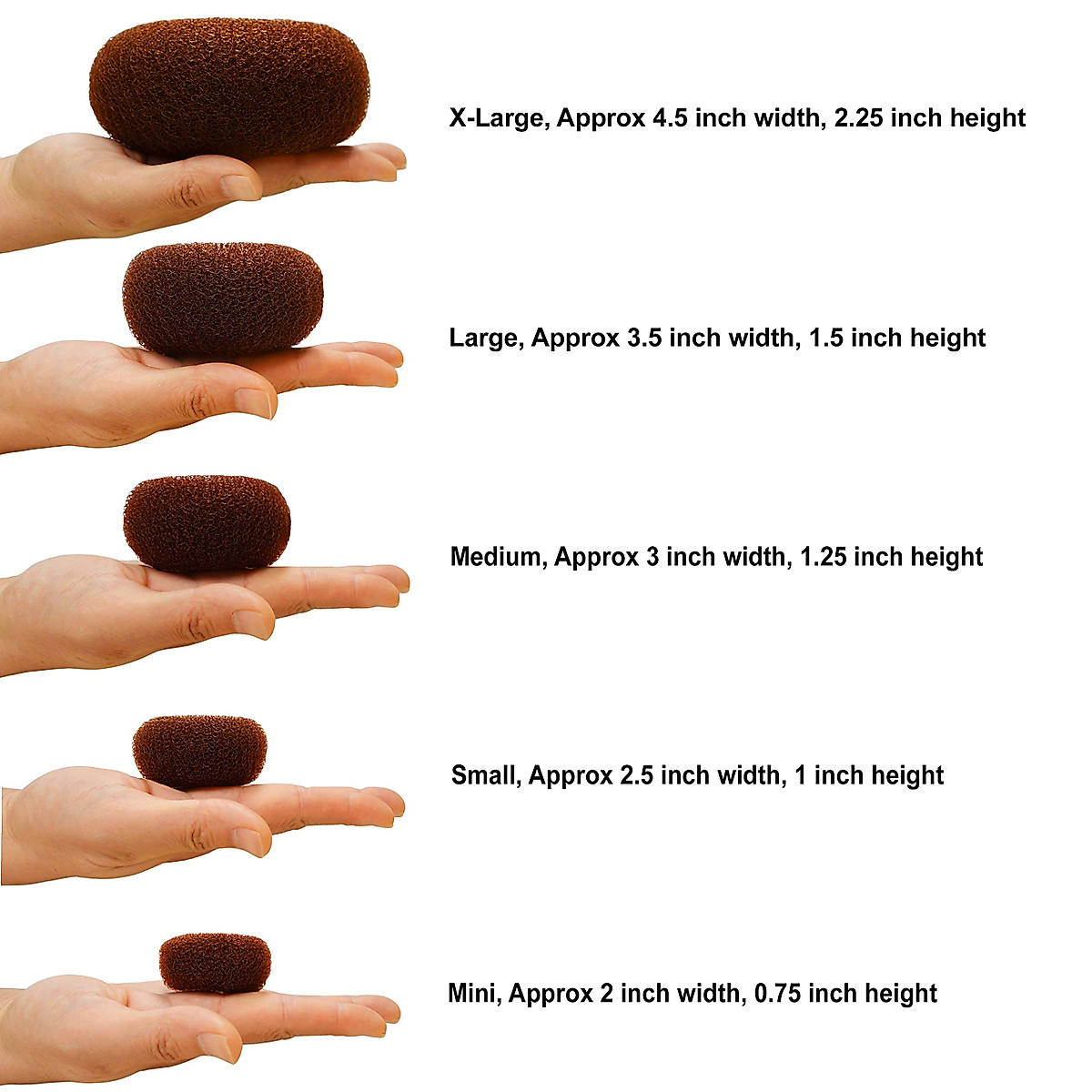 Beaute Galleria Hair Donut Bun Maker Ring Style Mesh Chignon Ballet Sock Bun (X-Large, Brown)