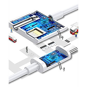 [2 Pack] Apple Lightning Jack Headphone Adapter，2 in 1 Lightning to 3.5mm Aux Audio Dongle Headphone Accessories Compatible with iPhone 14/13/XR/X 8 7/iPad Audio Earphone Adapter for All iOS System