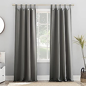 Sun Zero Easton Energy Saving Blackout Tab Top Curtain Panel, 40" x 84", Gray