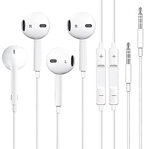 2 Pack-Earbuds Headphones with 3.5mm Plug [MFi Certified] Wired Earphones with Mic, Volume Control Compatible with iPhone,iPad,iPod,Computer,MP3/4,Android and Most 3.5mm Audio Devices
