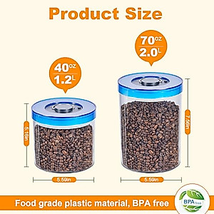 UFGOHFS Coffee Bean Storage Vacuum Seal Containers Airtight Coffee Container Airtight Food Storage Containers Coffee Vacuum Canister Sugar storage containers airtight 1.2 Liter blue