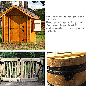 3.5 inch Heavy Duty Gate Hinge Fence Hinge Door Barn Gates Hinges,Black Wrought Hardware Iron Rustproof with Stainless Steel Screws(Pack of 4)