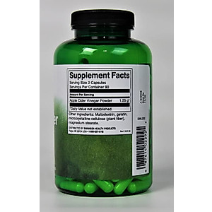 Swanson Apple Cider Vinegar Capsules - Supports Healthy Weight Loss & Digestive Health - Helps Support Metabolism and Maintain Glucose Profile - (180 Capsules, 625mg Each)