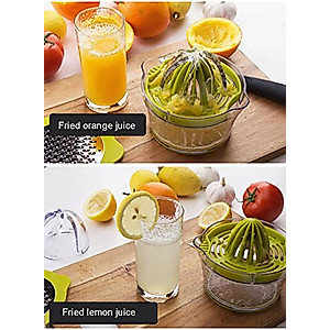 Drizom Citrus Lemon Orange Juicer Manual Hand Squeezer with Built-in Measuring Cup and Grater, 12OZ, Green