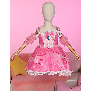 haikyuu Girls Pink Princess Cosplay Dress Birthday Party Dress up Halloween Costume (pink, large)