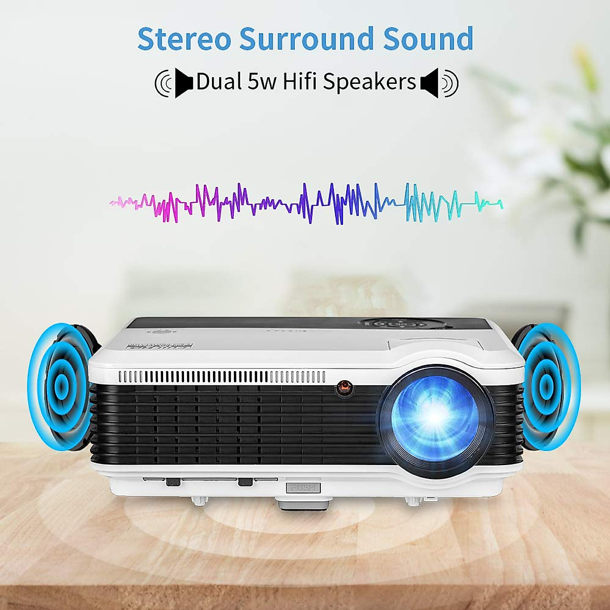 WiFi Projector for iPhone,CAIWEI 1080P Full HD Projector,8000Lumen Android Bluetooth Projector with Digital Zoom&4D Keystone,Smart Movie Projector Compatible with PS5/PC/DVD/TV Stick/Xbox//HDMI/USB