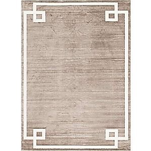 Unique Loom Uptown Collection by Jill Zarin Collection Greek Key Textured Modern Light Brown Area Rug (9' 0 x 12' 0)