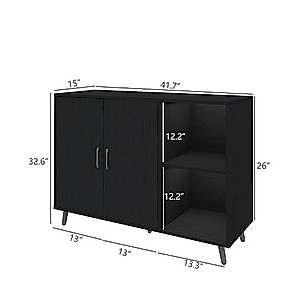 Gyger Kitchen Sideboard with 2 Door 2 Shelves,Black Buffet Cabinet with Storage for Dinning Room Living Room