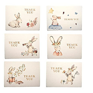 Generic Baby Shower Thank You Cards with Envelopes and Stickers, 60 Pieces, White, 4''x6''