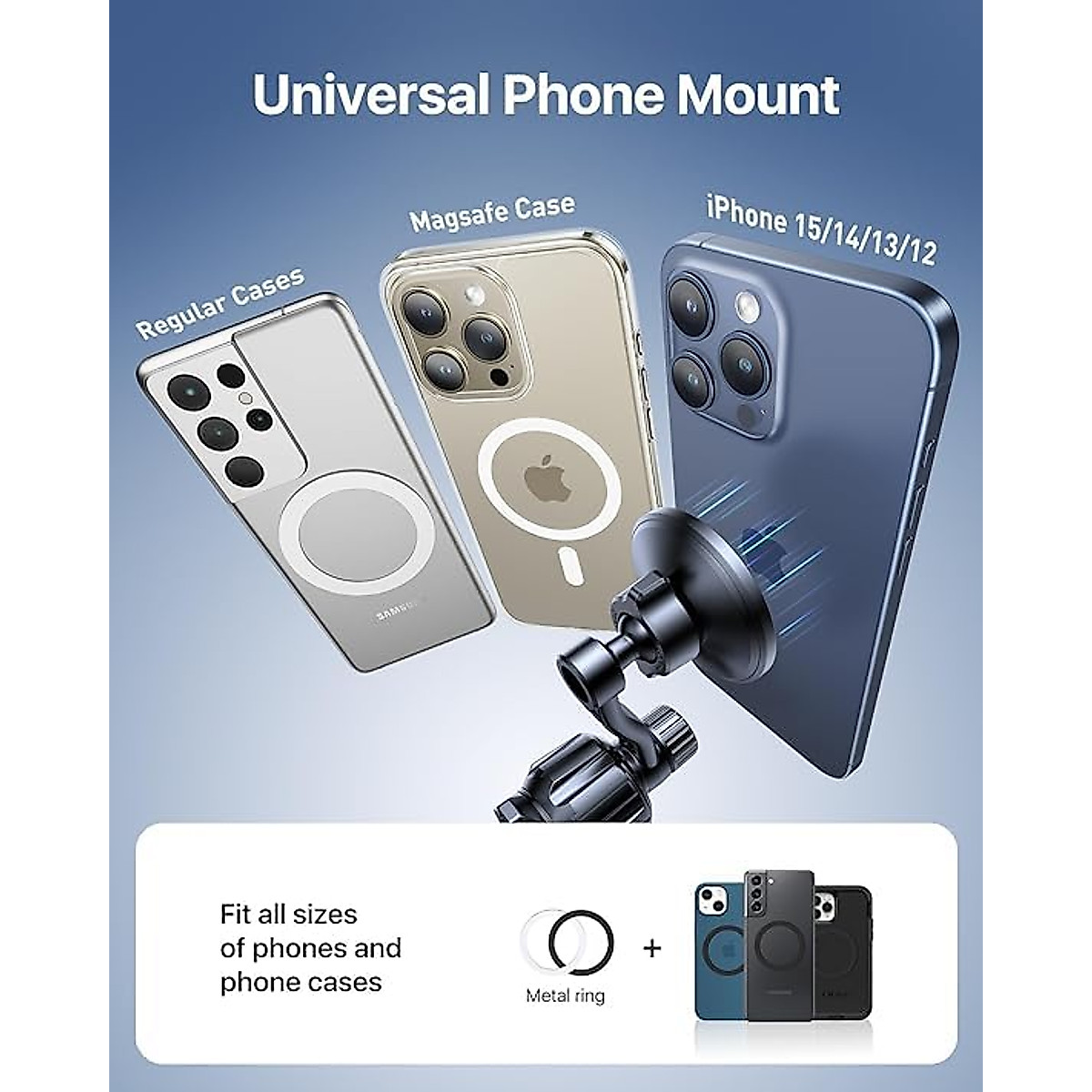 andobil Magnetic Phone Holder for Car [20 Upgraded Strong Magnets & Never Blocking Vent] for MagSafe Car Mount, 360° Rotate-Freely, Car Phone Mount Fit for iPhone 15 14 13 12 Pro Max Samsung S24 S23