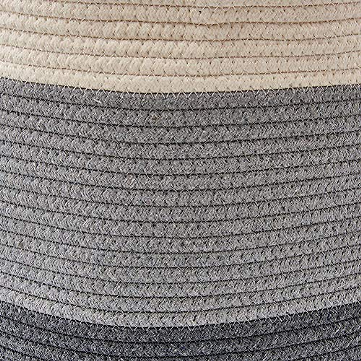 EZOWare Large Cotton Rope Storage Basket, Soft Woven Laundry Hamper with Handles for Bathroom Nursery Closet - Gradient Gray, 15 x 18 inch