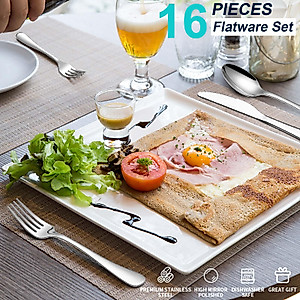 VIVANI 16 Piece Silverware Set for 4, Premium Stainless Steel Cutlery Set, Utensil Sets, Flatware Sets for 4, Forks Spoons and Knives Set Dishwasher Safe for Home Kitchen