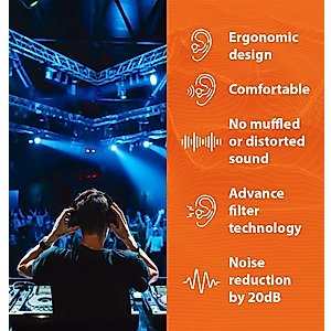 Westone TRU Universal WR20 Reusable Hearing Protection Filter Ear Tips - 20 dB Advanced Filter Technology (Blue)