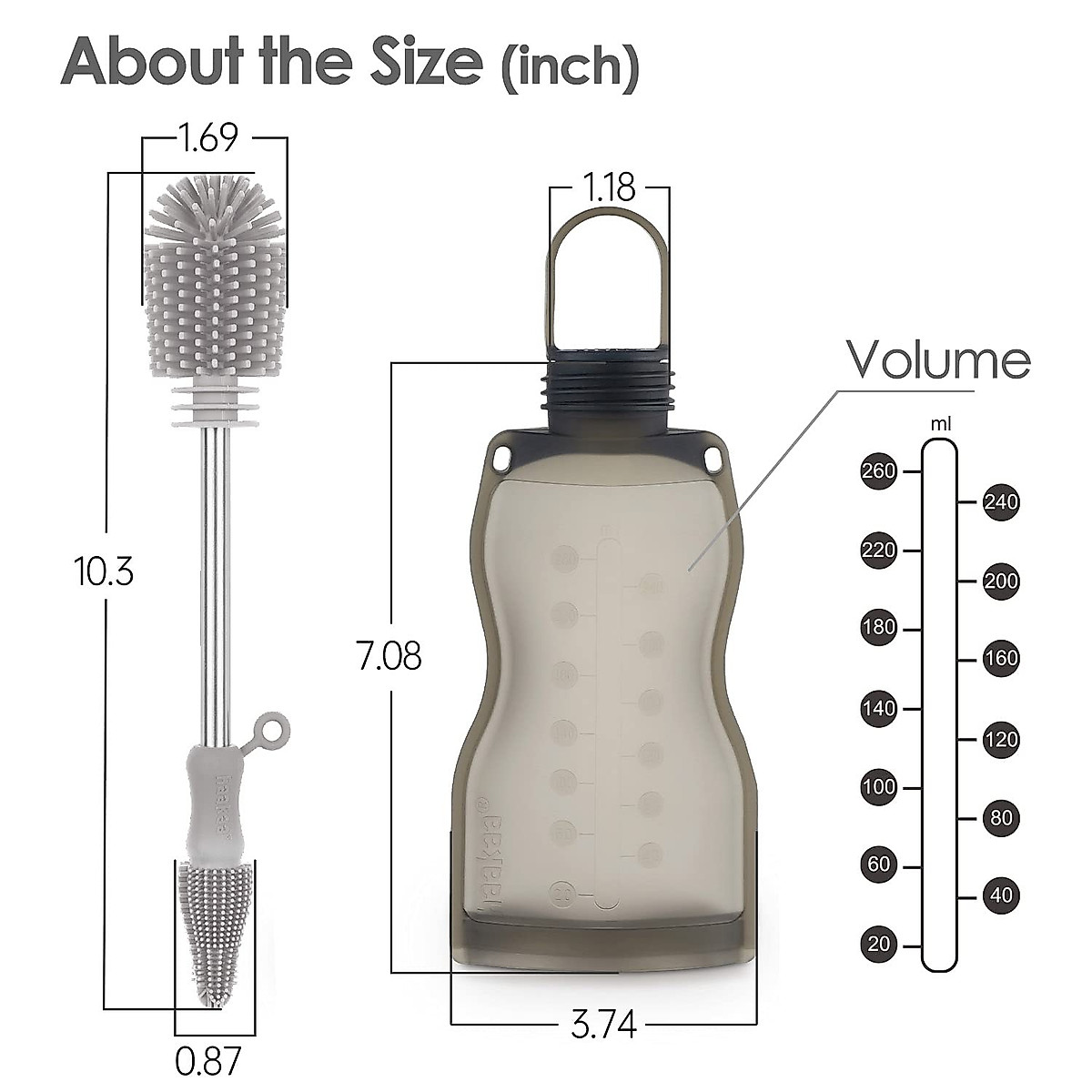 haakaa Reusable Silicone Breastmilk Storage Bag(9oz,5pk) Bottle Cleaning Brush Set| Breastmilk Freezer Bag|Breastfeeding Milk Pouch|Breast Pump Bag|Self Standing Storing Pouch- BPA Free- No Leak