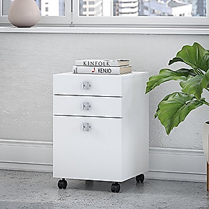 Bush Business Furniture Echo 3 Drawer Mobile File Cabinet, Pure White